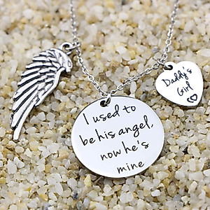 Memorial Dad Jewelry I Used to Be His Angel Now he is Mine Remembrance Necklace