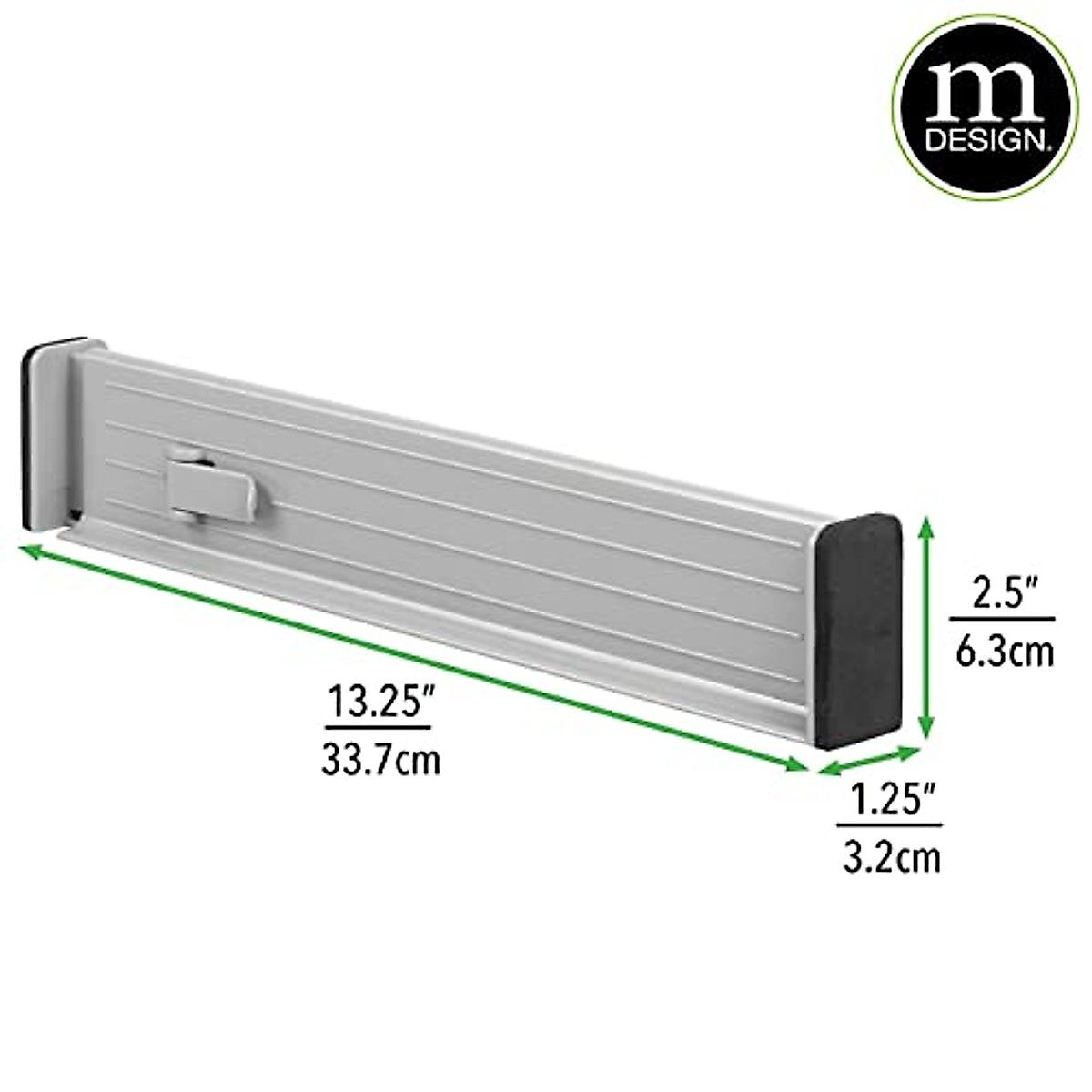 mDesign Expandable Dresser Drawer Divider with Foam Ends, Drawer Divider Locks in Place, Separators for Clothing and Accessories in Closet or Dresser Drawer, Ligne Collection, 8 Pack, Gray/Black