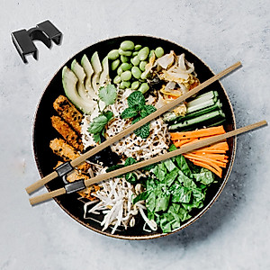 24 Pieces Reusable Kid Training Chopstick Helper for Kids Adults Beginner Learner or Trainers, Plastic Practice Chop Stick Pack, Hinges Connector for Practice Chopstick (Black 24pcs)