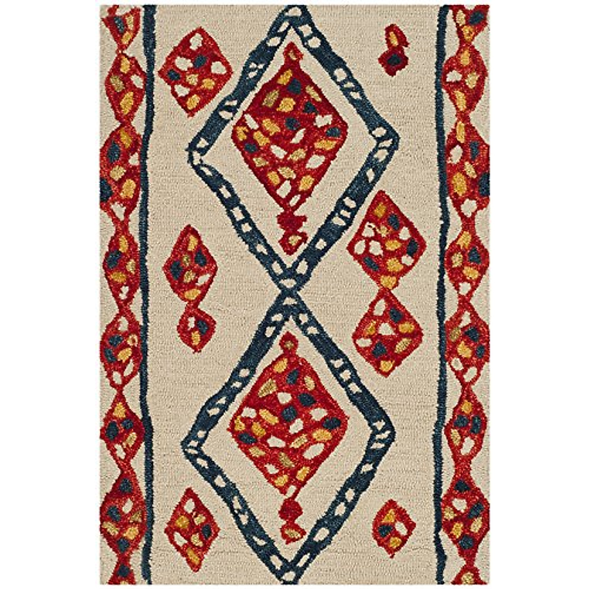 SAFAVIEH Aspen Collection 2'3" x 5' Ivory/Multi APN704A Handmade Moroccan Boho Tribal Wool Accent Rug