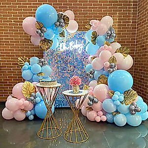 139pcs Gender Reveal Balloon Garland Arch Kit with Pink and Blue Balloons Silver Balloons for Boy or Girl Gender Reveal Decorations Birthday Party Baby Shower Celebration Wedding Anniversary