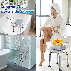 Icedeer 2 in 1 Shower Chair Seat with Removable Back, Shower Chair for Inside Shower and Bathtub, Adjustable Shower Stool for Elderly, Handicap, Pregnant, Disabled—Tool-Free Assembly(350 lb Capacity)