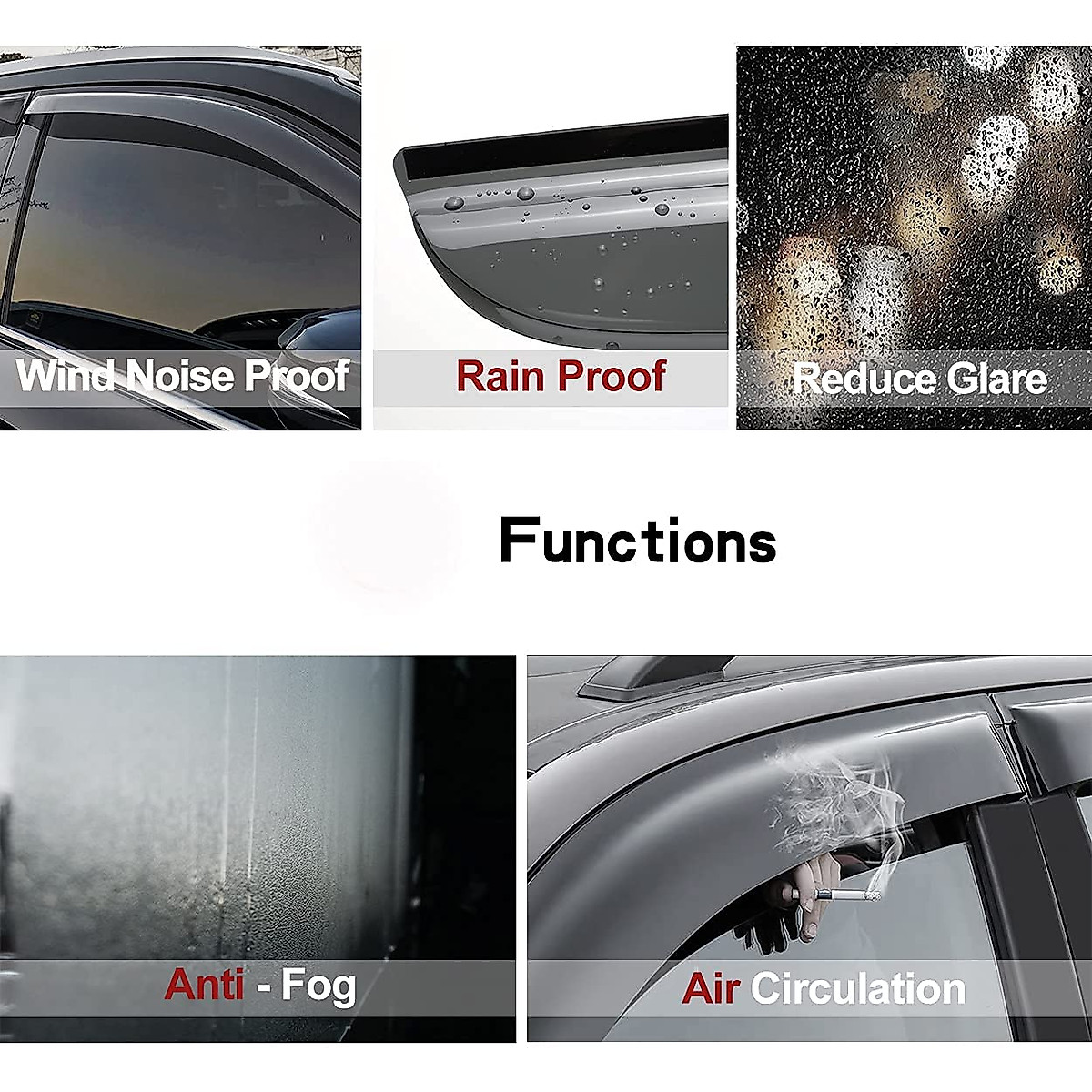 Puermto 94550 Side Window Visor Wind Deflector, 4pcs Out-Channel Rain Guards Set fit for 2006 Lincoln Zephyr&2007-2012 Lincoln MKZ& 2006-2012 Ford Fusion&2006-2011 Mercury Milan