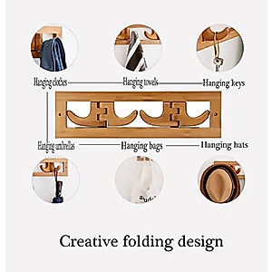 xianshengle Flip 4-Hook Wall Mounted Floating Coat Rack – Modern, Sleek, Space-Saving Hanger with 4 Retractable Hooks Wood Wall Coat Rack for Entryway, Bathroom, Bedroom