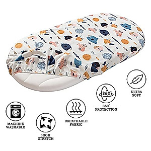 Baby Bassinet Sheets Unisex for Baby Boy Girl Soft Plush Bassinet Sheet for 33 x 17 x 2 inches Oval Bassinet Mattress Bassinet Pads 2 Pack (Fish under The sea)