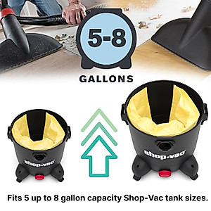 Shop-Vac 9067133, High-Efficiency Disposable Collection Filter Bags, Fits 5-8 Gallon Tanks, Yellow, Vacuum Filter Bags, Dry Pick Up Only, (2 Pack)