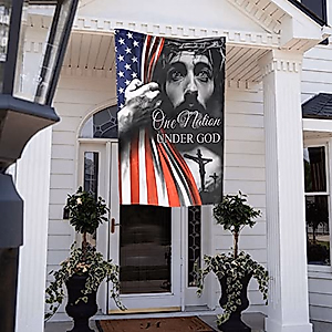One Nation Under God Jesus Garden Flags/ 28x40 Inch Double Sided Print House Flag/Decoration American Flag Home Flags/Outside Décor Banners For Farmhouse Yard Lawn Outdoor