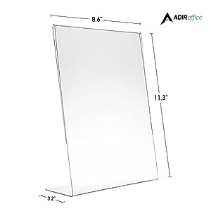 Adir Plexi Acrylic Sign Holder 8.5" X 11" - Shatter Resistant Acrylic Sign Holder - Great for Brochures, Advertising Pamphlets and Restaurant Menus - Pack of 12