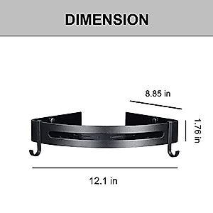 SPIYOU 2 Pack Bathroom Shower Caddy Organizer for Kitchen Toilet No Drilling Adhesive Wall Mounted Bathroom Shower Shelf Storage Corner Shelf Black, SP-001