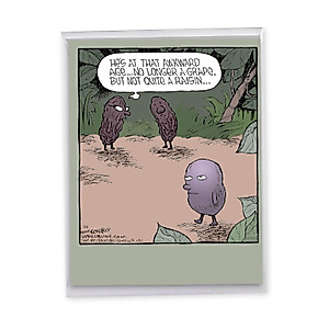NobleWorks - 1 Big Funny Birthday Card Cartoon (8.5 x 11 Inch) - Jumbo Comic Humor, Group Greeting Card with Envelope - Almost a Raisin J2677BDG