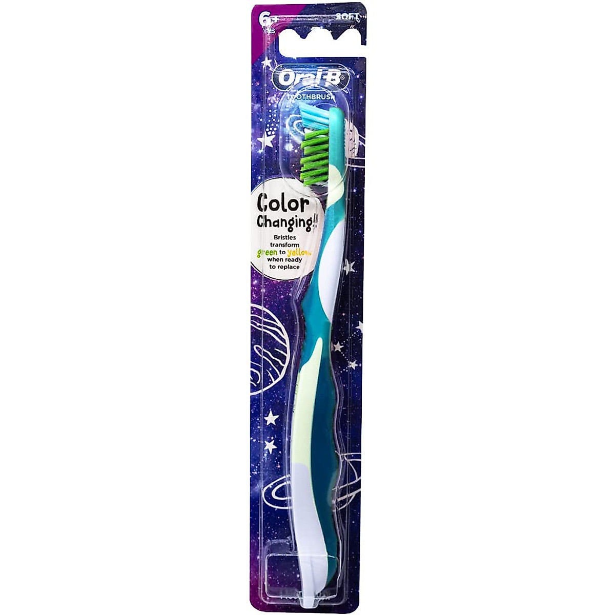 Oral-B Pro-Health Junior CrossAction Galaxy Toothbrush, Ages 6+, Soft -1 Count & Crest Kids Advanced Toothpaste Enamel + Cavity Protection with Fluoride for Anticavity, Travel Size 0.85oz - Pack of 2