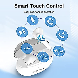 Blackview Wireless Earbuds, Bluetooth 5.3 Earbuds, HI-FI Stereo, True Wireless Stereo Headphones IPX7 Waterproof, in-Ear Headphones with CVC 8.0 Noise Reduction, Touch Control, Airbuds6 Earphones