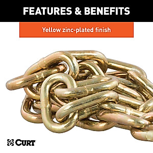 CURT 80303 35-Inch Trailer Safety Chain with 1/4-In Clevis Snap Hook, 12,600 lbs Break Strength