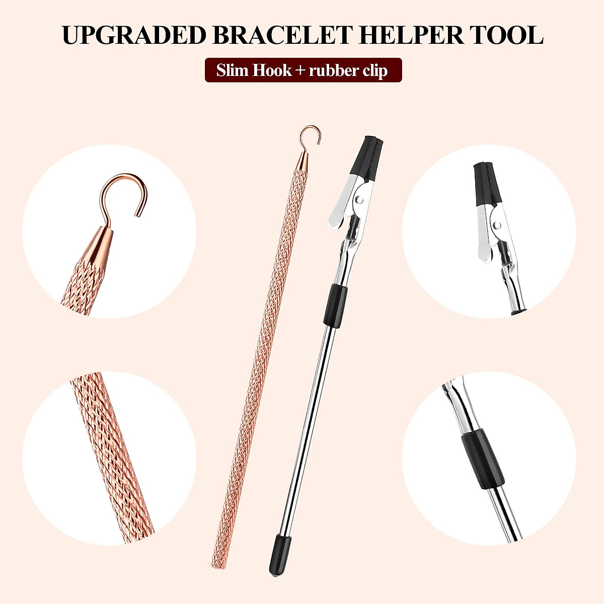 Bracelet Helper to Put on Yourself Include Bracelet Wearing Aid Hook and Clips Metal Bracelet Assistance Tool Jewelry Fastening Tools for Necklace/Watch Clasps, Zippers, Crafts, Arthritis Elderly