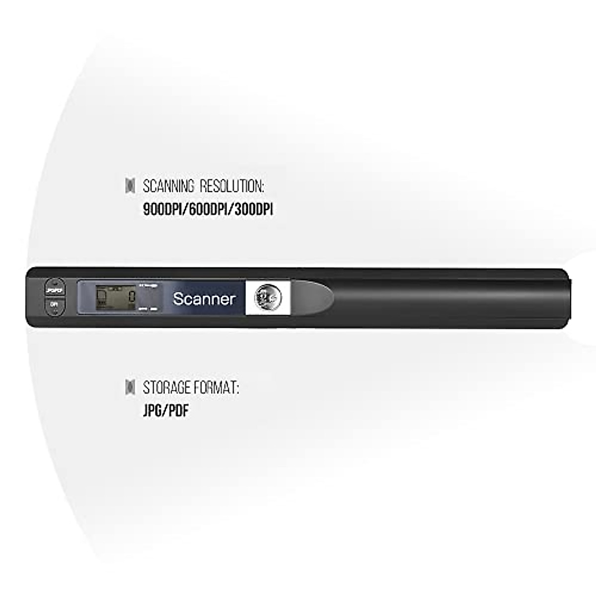 LAOJIA Handheld Document Scanner, Portable Wand Wireless Scanner A4 Size 900DPI JPG/PDF Formate LCD Display with Protecting Bag for Business Document Reciepts Books Images