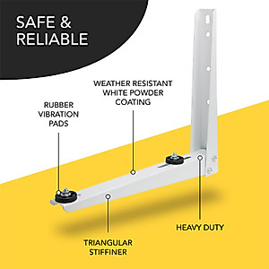 Air Conditioner Support Brackets (2 Pcs, 17.7" x 15.4") Window AC Bracket Stand for Mounting Outdoor AC Unit (12-18,000 BTU, 117 KG Max Weight) Weather Proof Shelf to Protect from Dirt and Vandalism
