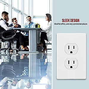 ENERLITES Screwless Duplex Wall Plates, Child Safe Receptacle Outlet Covers, Standard Size, 1-Gang 4.68"x 2.93", Unbreakable Polycarbonate Thermoplastic, UL Listed, SI8821-W-5PCS, Glossy, White