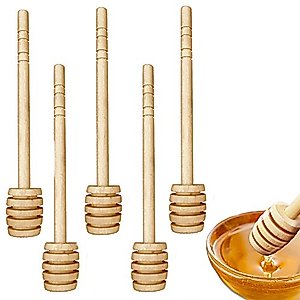 5 Pack 6 Inch Mini Wooden Honey Dipper Sticks Honey Dippers Jam Muddler Syrup Stirrer for Honey Jar Dispense Drizzle Honey