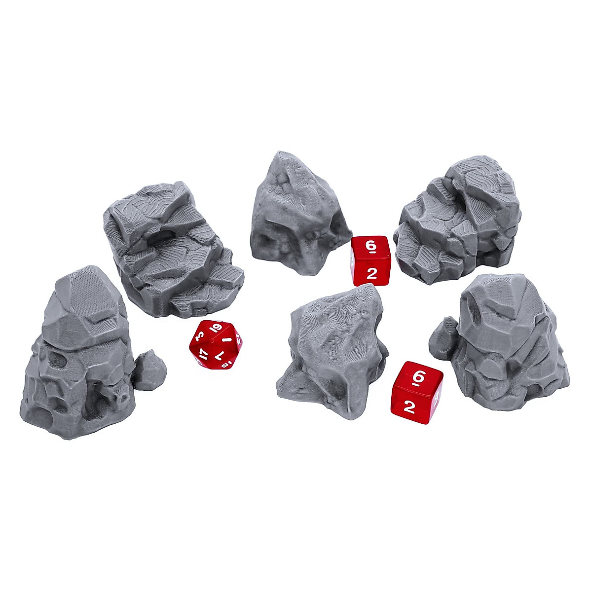 EnderToys Stone Boulder Bundle, Terrain Scenery for Tabletop 28mm Miniatures Wargame, 3D Printed and Paintable