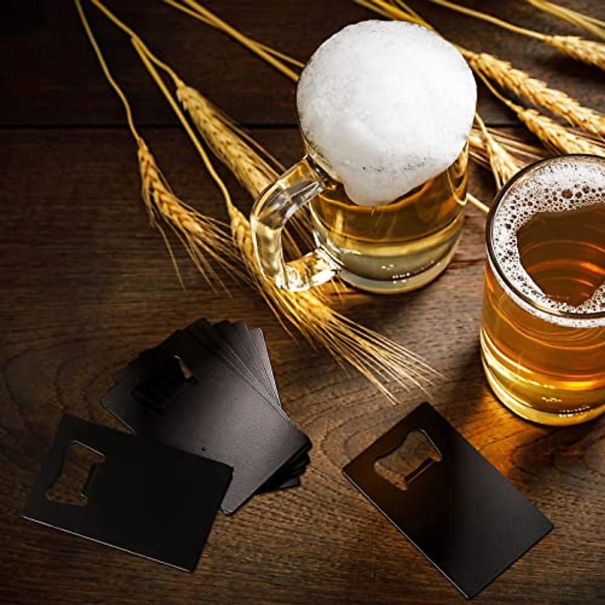 Newtay 60 Pcs Credit Card Bottle Opener Groomsmen Bridesmaid Wallet Bottle Opener Beer Wine Stainless Steel Bottle Opener for Wallet Pocket Party Wedding Favor, Black