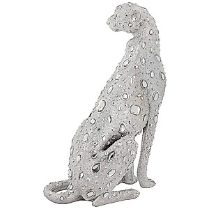 Studio 55D Sitting Leopard 16" High Silver Sculpture
