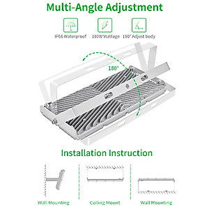 Viugreum 100W LED Flood Light, 8000LM 6000K Daylight White, 500W Halogen Bulb Equivalent, Super Bright Slim Outdoor Work Light IP66 Waterproof Security Light Fixture for Garage, Garden, Lawn, Yard