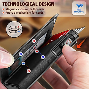 BULLIANT Money Clip Wallet,Mens Gift Slim Wallet Credit Card Holder Airtag&Standard Use 9Cards-Metal Case in Magnetic Flip Shell