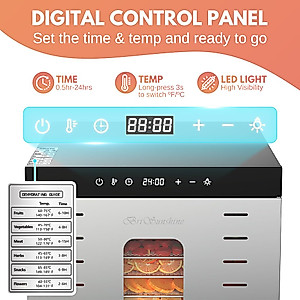 BriSunshine Commercial Dehydrator, 20-Layer Food Dehydrator with LED Light, 1600W, 24H Timer, Large Food Dryer Dehydrated for Homemade Jerky, Fruits, Dog Treats, Vegetables, Herbs, and Snacks