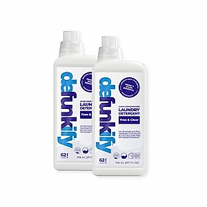 Laundry Detergent 62 Load/37.7 FlOz (2-Pack). 'Free & Clear' Liquid Laundry Detergent- Sensitive Skin. 'ProvenSafe' Laundry Soap Washing Detergent w/Odor & Stain Remover for Activewear & All Fabrics