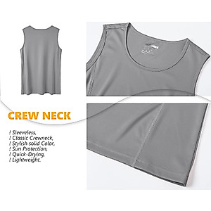 TACVASEN Workout Tank Tops for Women Sleeveless Running Shirts Women Quick Dry Yoga Shirts UPF 50+ Tank Top for Women Light Grey