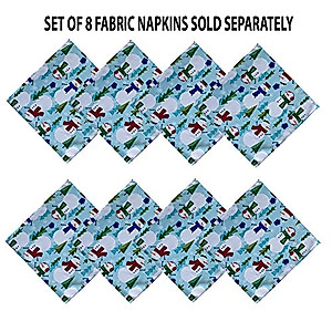 Newbridge Blue Snowman Fun Christmas Fabric Tablecloth, Cheerful Snowmen and Evergreen Tree Print Xmas Soil Resistant, No Iron Easy Care Tablecloth, 60 Inch x 102 Inch Oblong/Rectangle