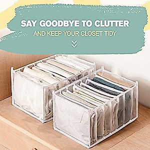 Wardrobe Clothes Organizer（2PCS）- Washable Drawer Dividers for Clothes - Pants, Jeans, T Shirt Organizer for Drawer - Folded Closet Organizers, Mesh Clothes Storage Organizer (WHITE, Medium+Large)