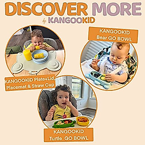 kangookid 6.5 Oz Silicone Baby Cup with Straw | Toddler Smoothie Cup Spill Proof | Baby Training Cup for 6+ Mo to 12-18 Months | Silicone Sippy Cup with Straw for Baby 6 Months (Cheese-Sage)