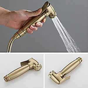 MINJING Bidet Sprayer Kit for Toilet Golden Multifunction Single Cold Bathroom Tap Supercharged Sprayer Wall Mount Bathroom Bidet Shower,D