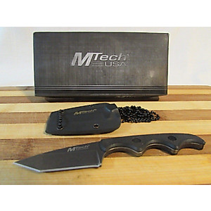 M-Tech 673 Neck Knife Black Stoashed Blade 5" G-10