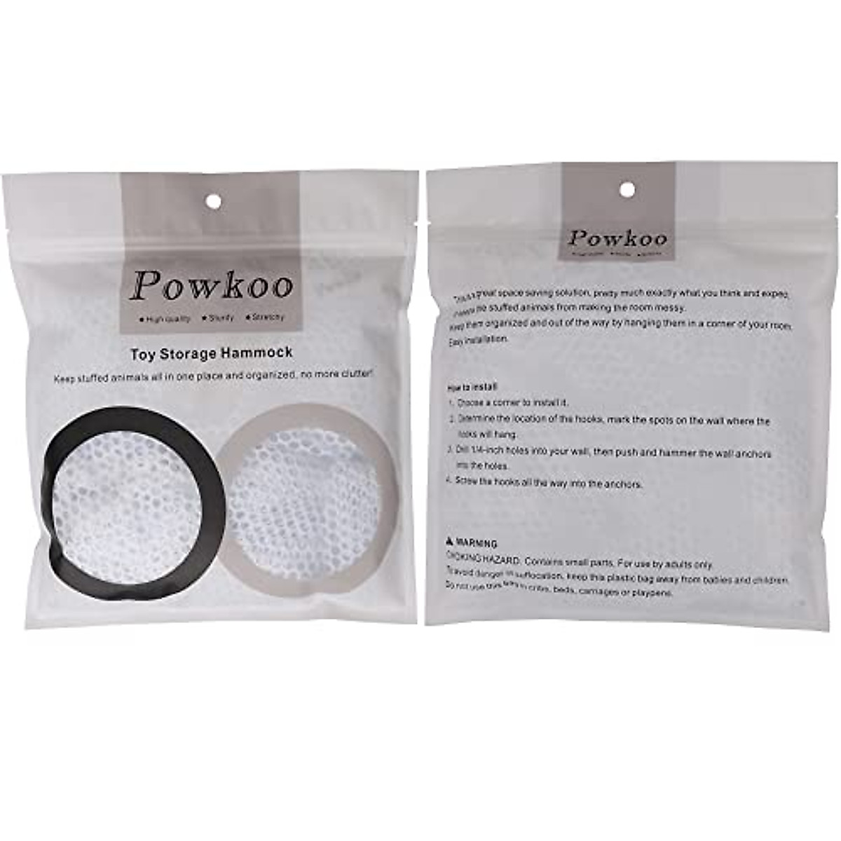 Powkoo Toy Hammock Stuffed Animals Storage Hammock Stuffie Squishmallows Party Hammock Toy Organizers Collection | Size:72" x 48" x 48" (White)