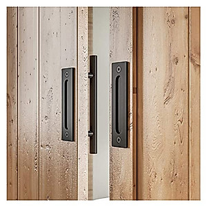 Sliding Door Hardware Gifsin 12in Sliding Barn Door Handle Stainless/Carbon Steel Flush Pull Set Pull Handle Heavy Duty Wood Interior Door Hardware Perfect For A Study Dining Room Area ( Color : Black