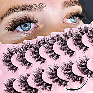 3D Natural False Eyelashes Fluffy Flat Lashes Wispy Faux Mink Eyelashes that Look Like Extensions Volume Strips Lash by Focipeysa