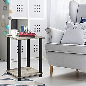 FURINNO Turn-N-Tube Haydn End Table, 1-Pack, French Oak Grey/Black