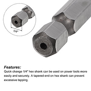 uxcell Combination Drill and Tap Bit Set, 6-32 8-32 10-3210-24 12-24 1/4-20 High Speed Steel 4341 Spiral Flute Drilling Tapping Tool 1/4" Hex Shank 6pcs