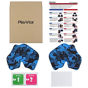 PlayVital Anti-Skid Sweat-Absorbent Controller Grip for PS5 Controller, Professional Textured Soft Rubber Pads Handle Grips for PS5 Controller - Black Blue Camouflage