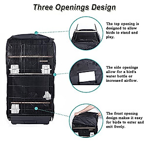 SYOOY Bird Cage Cover Good Night Birdcage Cover Universal Blackout Bird Parrot Cage Cover Durable Washable for Parakeets Lovebirds Budgies Macaw Conure Square Cages - Black