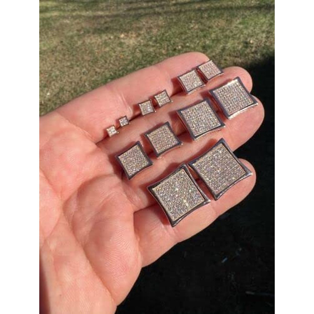 Moissanite Square Kite Earrings Pass Diamond Test 4mm-18mm 14k Rose Gold Plated Size : 9mm (Medium)