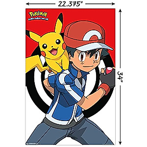 Trends International Pokémon - Ash And Pikachu Wall Poster, 22.375" x 34", Unframed Version