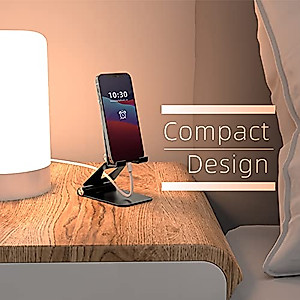 TOPGO Cell Phone Stand, [Stable & Height Adjustable] Foldable Cellphone Holder for Desk, Office Desktop, Bedside Table, Compatible with iPhone 14/Samsung/Smartphones/iPad Mini/Kindle (Black)