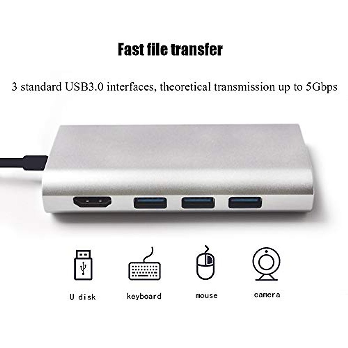 XUNMAIFHB Portable Docking Station,Type-c Turn hdmi rj45SD Eight-in-one Multi-Function Converter Notebook USB-c Docking Station Fast Transmission