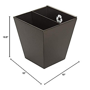 Dual Divided Trash Can with Removable Inner Bin for Separating Trash from Recycling. Great for Home Offices, Desks, Work from Home - Crafted from Black Leatherette