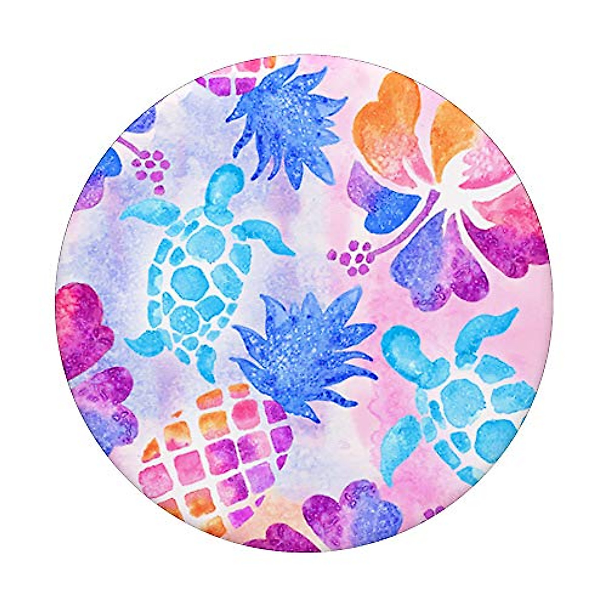 Tie Dye Hawaiian Print Sea Turtle Preppy Hibiscus Pineapple PopSockets PopGrip: Swappable Grip for Phones & Tablets