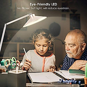 Wellwerks Swing Arm Desk Lamp, 12W Eye-Caring LED Desk Lamp with Clamp, Dimmable Desk Light with Timer and Memory Function, 3 Color Modes, Modern Architect Table Lamp for Task Study (Pink)