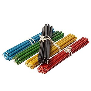 Diveevo ecclesiastical Beeswax Candles - 50 pcs. I Ritual Candles L-6.3 in, Ø-0.2 in I 30 min Burning time Yellow red Green Blue Black I Thin Candles drip- & smokefree